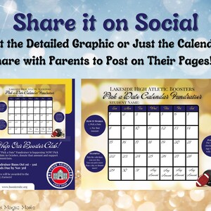 Pick a Date Calendar Fundraiser Canva Template Bundle for Athletic ...