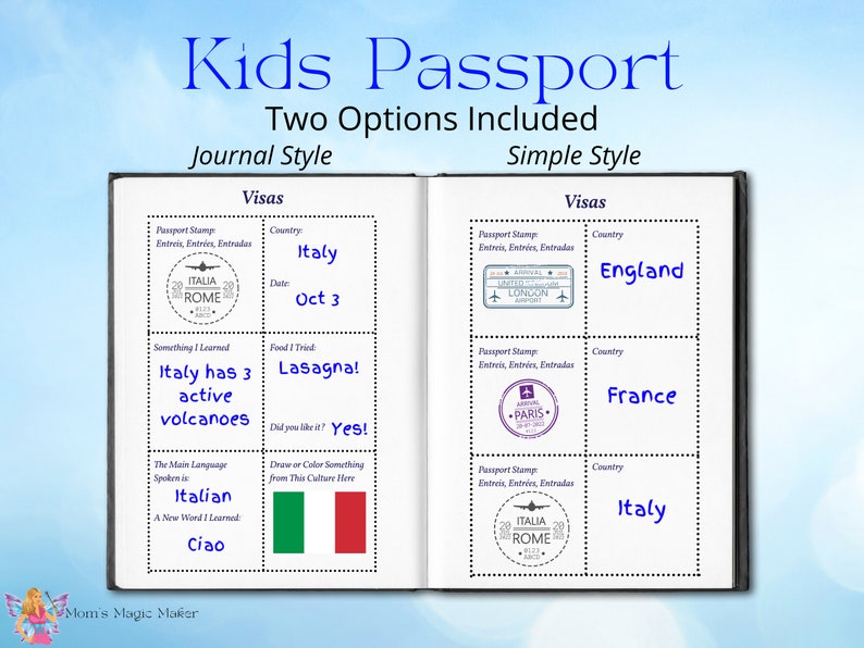 World Cultures Passport Activity * Passport for Kids Instant Download ...