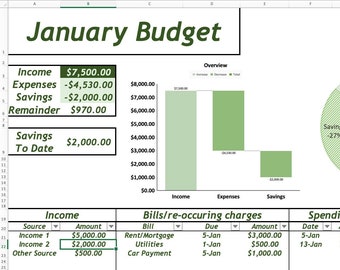 Monthly Budget Spreadsheet Numbers - Etsy