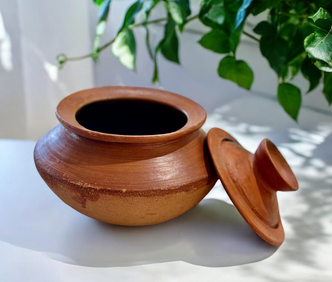 Handmade Clay Cooking Pot With Lid, Natural Unglazed Earther Cookware ...