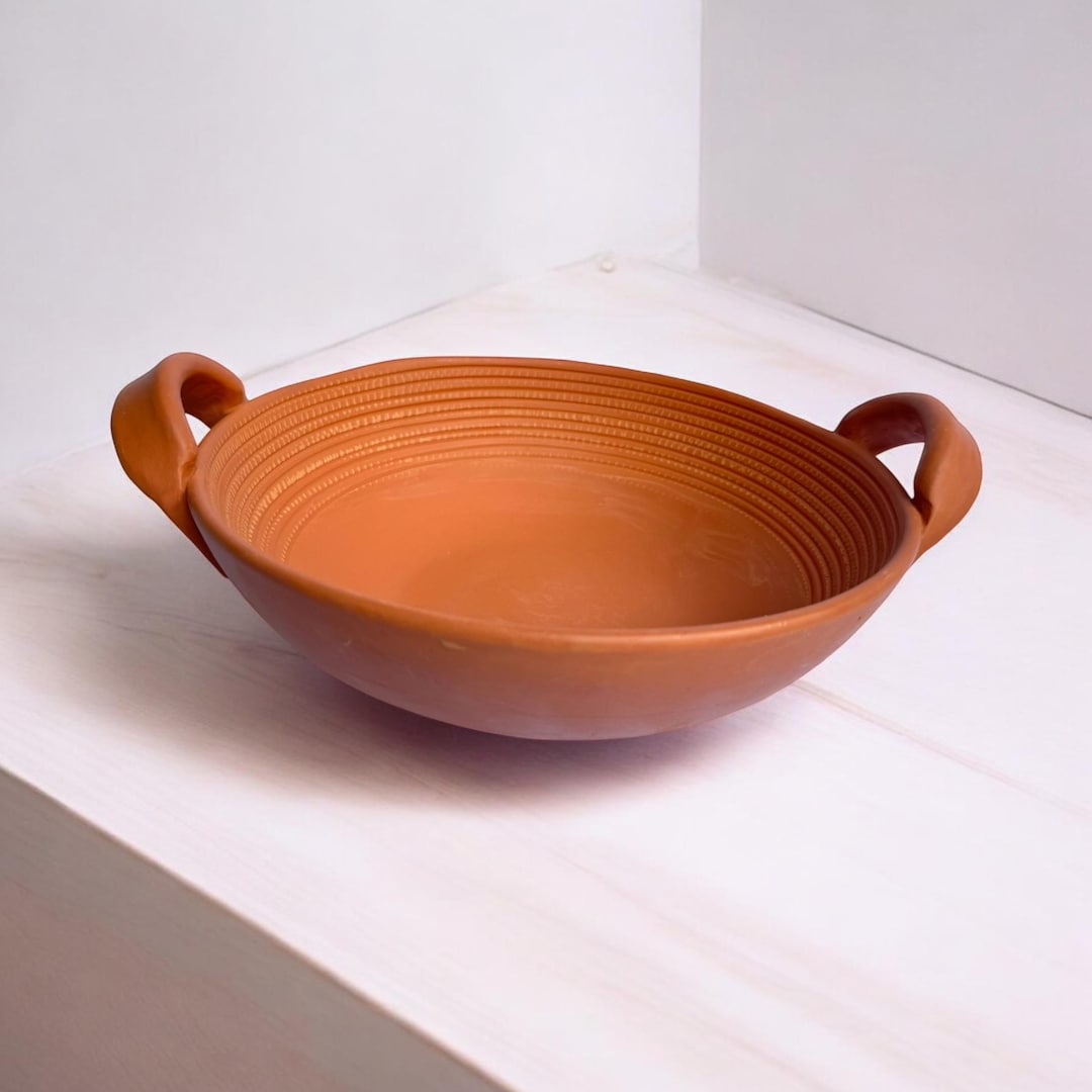 Clay Serving Bowl, Traditional Kadai/ Handcrafted/ Alkaline, Earthen Snack Bowl, Curry Bowl, Mud ...