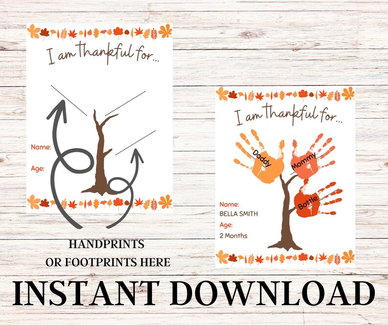 I Am Thankful Handprint Craft Keepsake | Fall Season Template | DIY ...