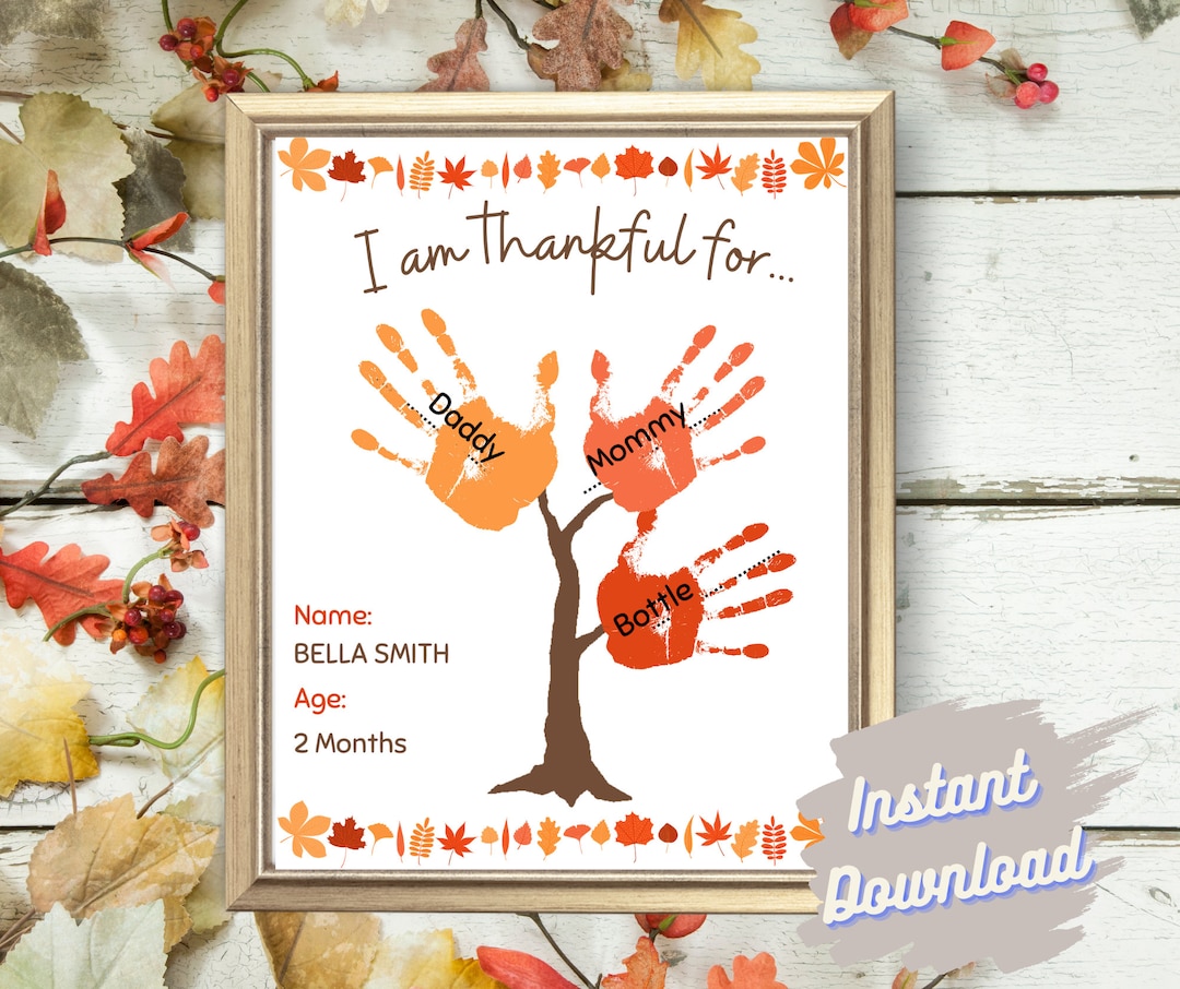 I Am Thankful Handprint Craft Keepsake | Fall Season Template | DIY ...