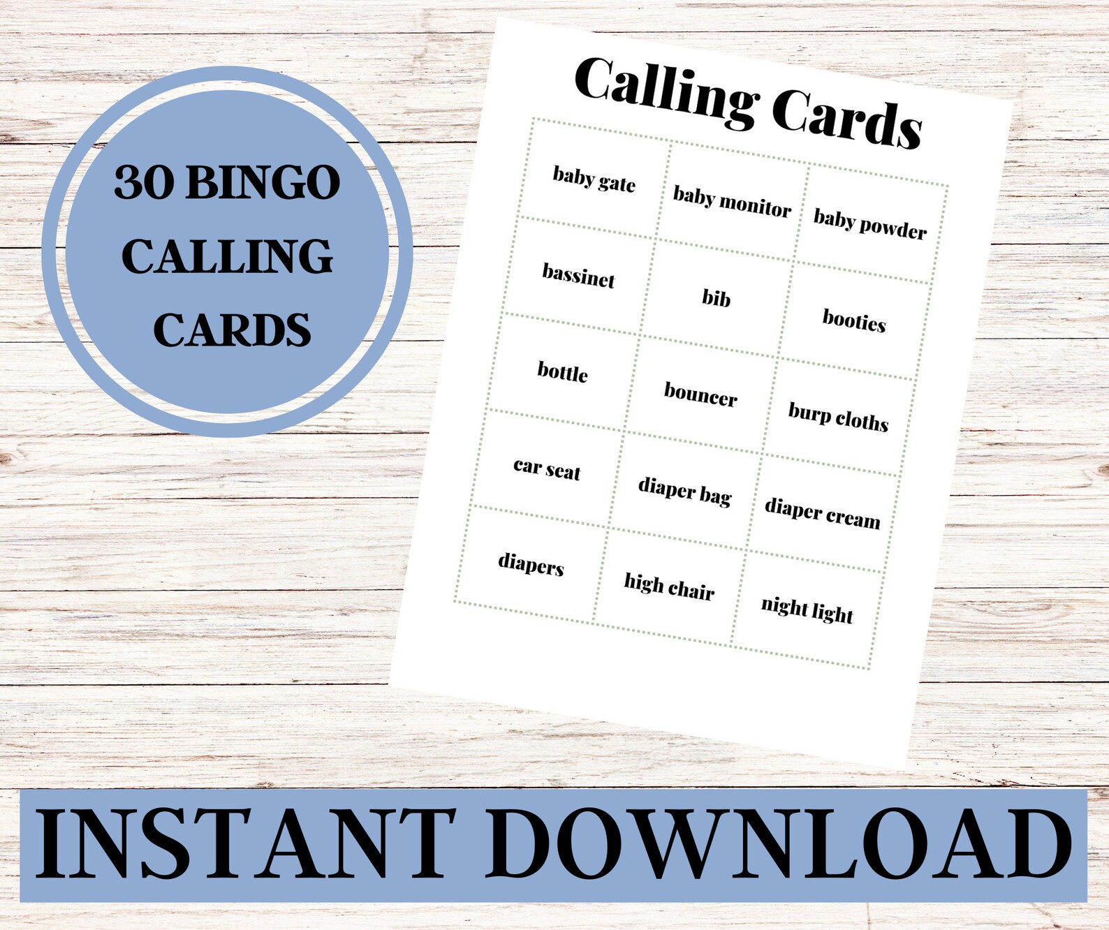 Blue Baby Shower Bingo Baby Shower Games Printable Activities Bingo ...