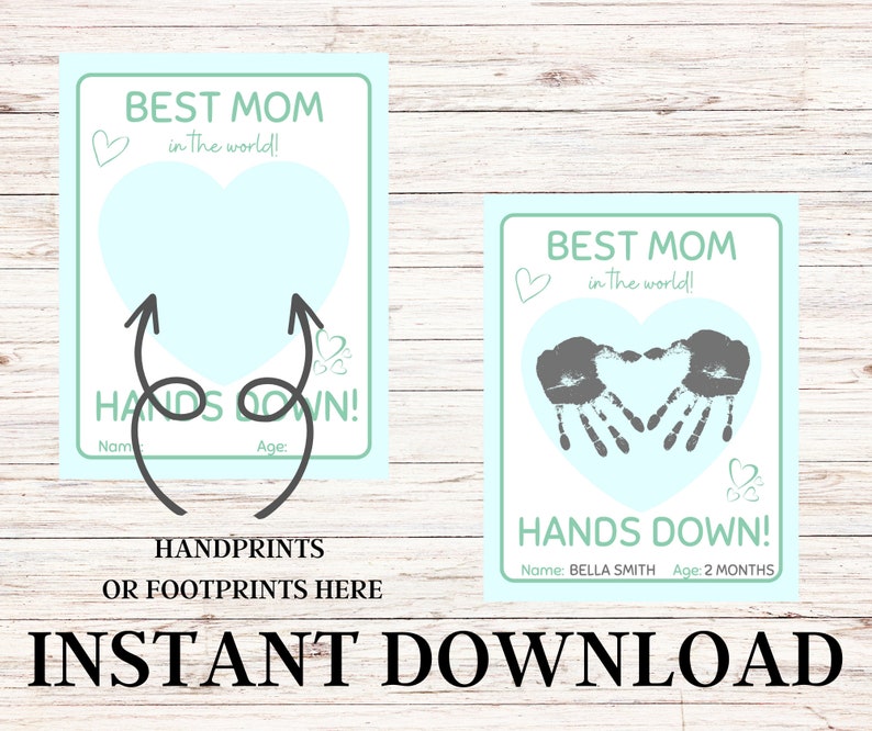 Best Mom Hands Down Handprint Craft Card for Mom | Handprint Keepsake ...