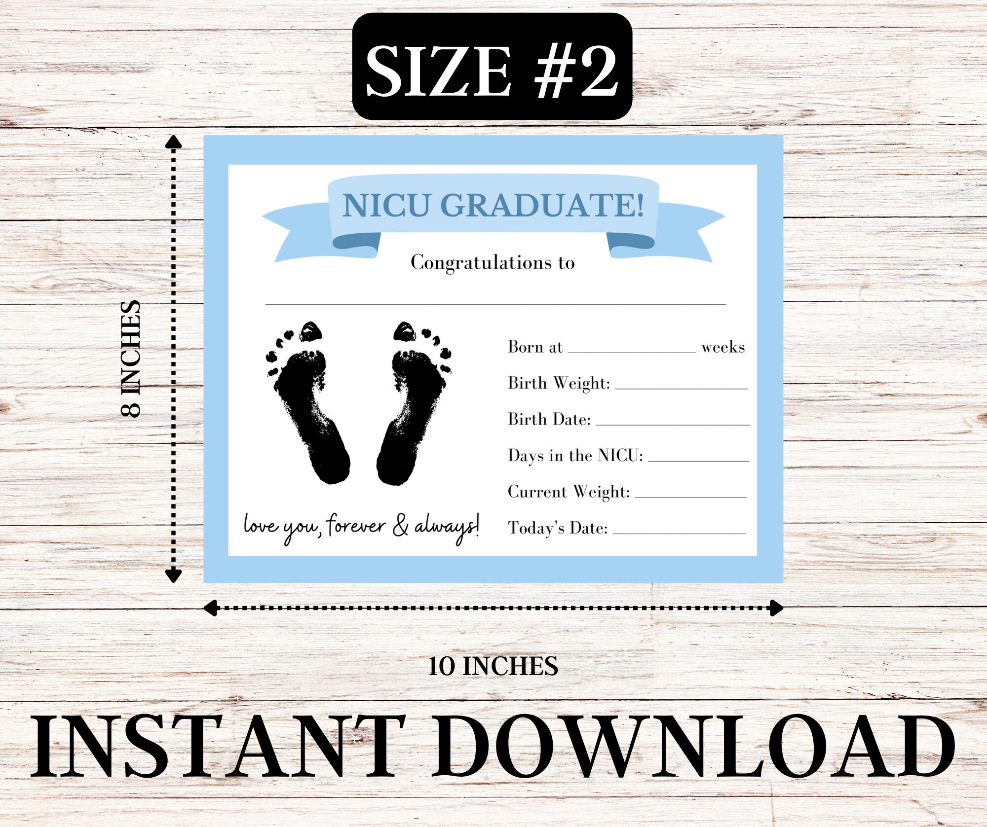 Baby NICU Graduate Blue Certificate for Mom and Dad | Footprint ...