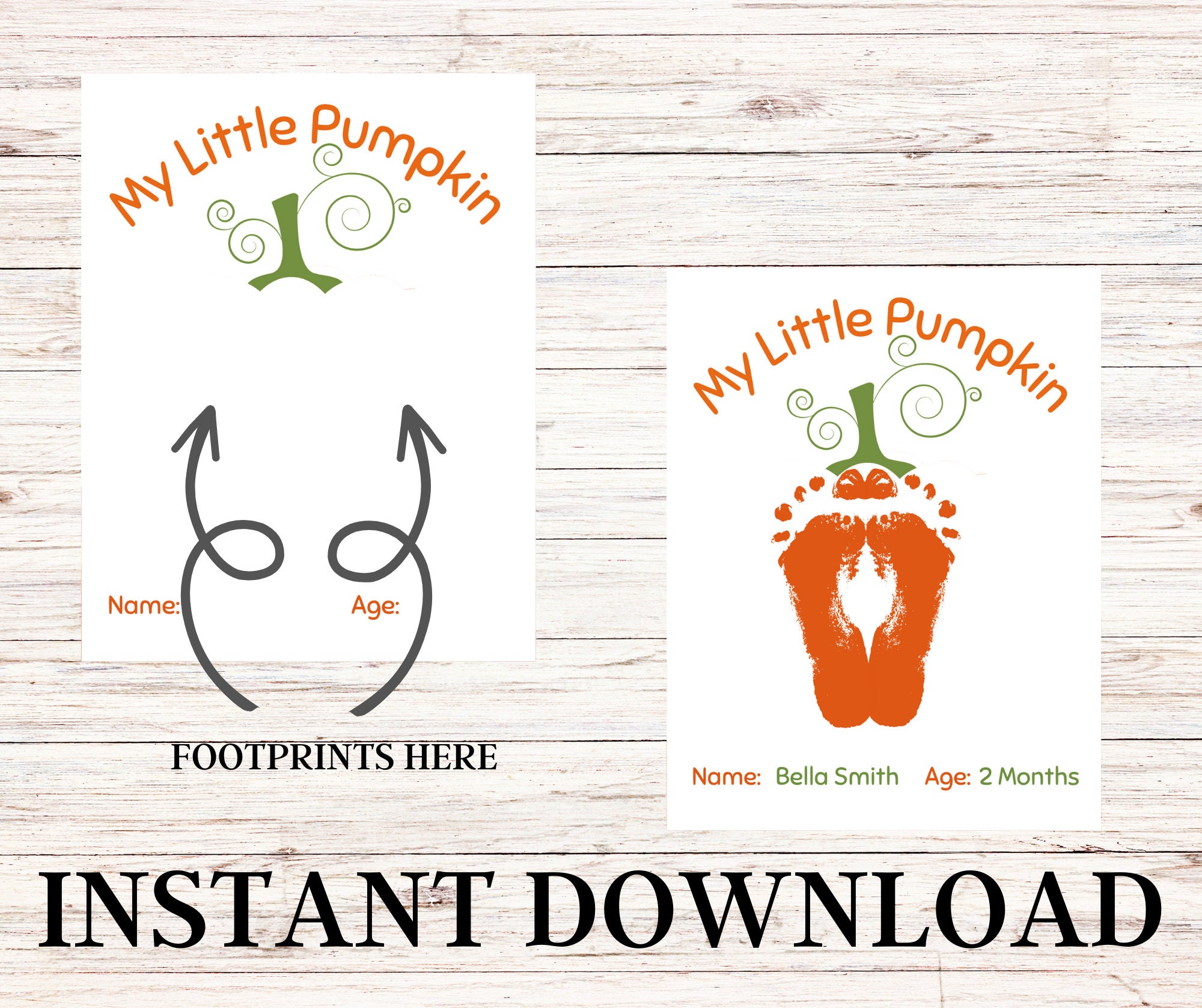 My Little Pumpkin Footprint Craft Keepsake Fall Season Template DIY ...