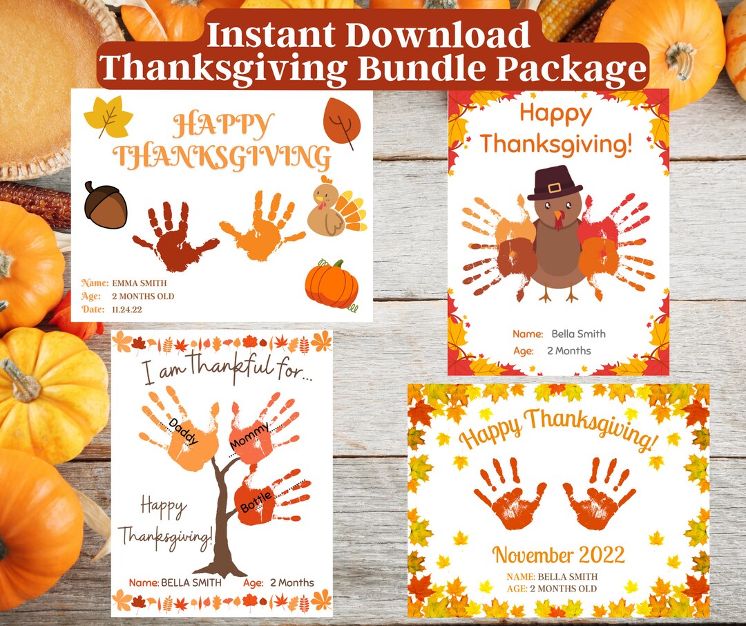 Thanksgiving Bundle Craft for Kids | Handprint Footprint Keepsake | DIY ...