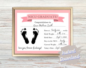 Nicu Graduate Certificate Template - Etsy