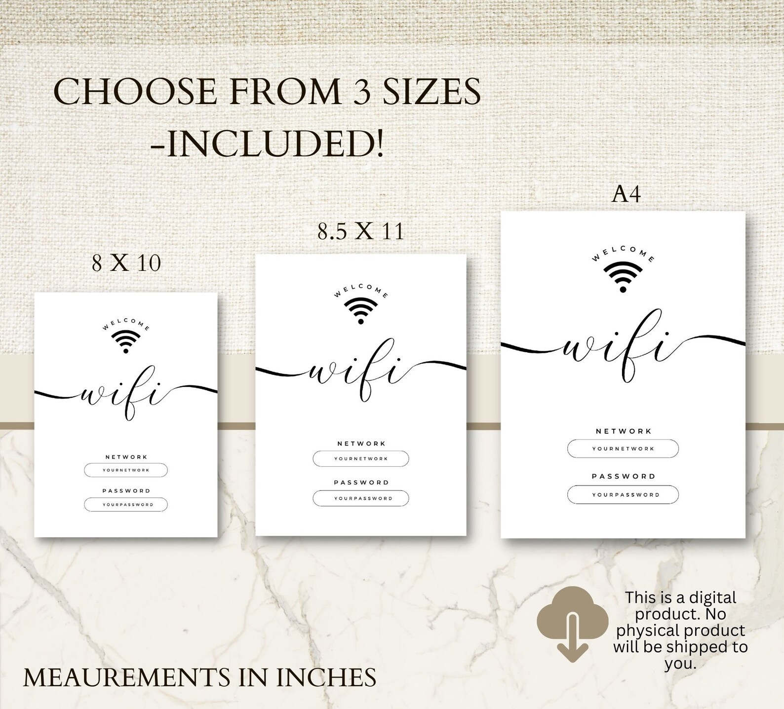 WIFI Password Sign Template, Editable WIFI Sign Printable, Signs ...