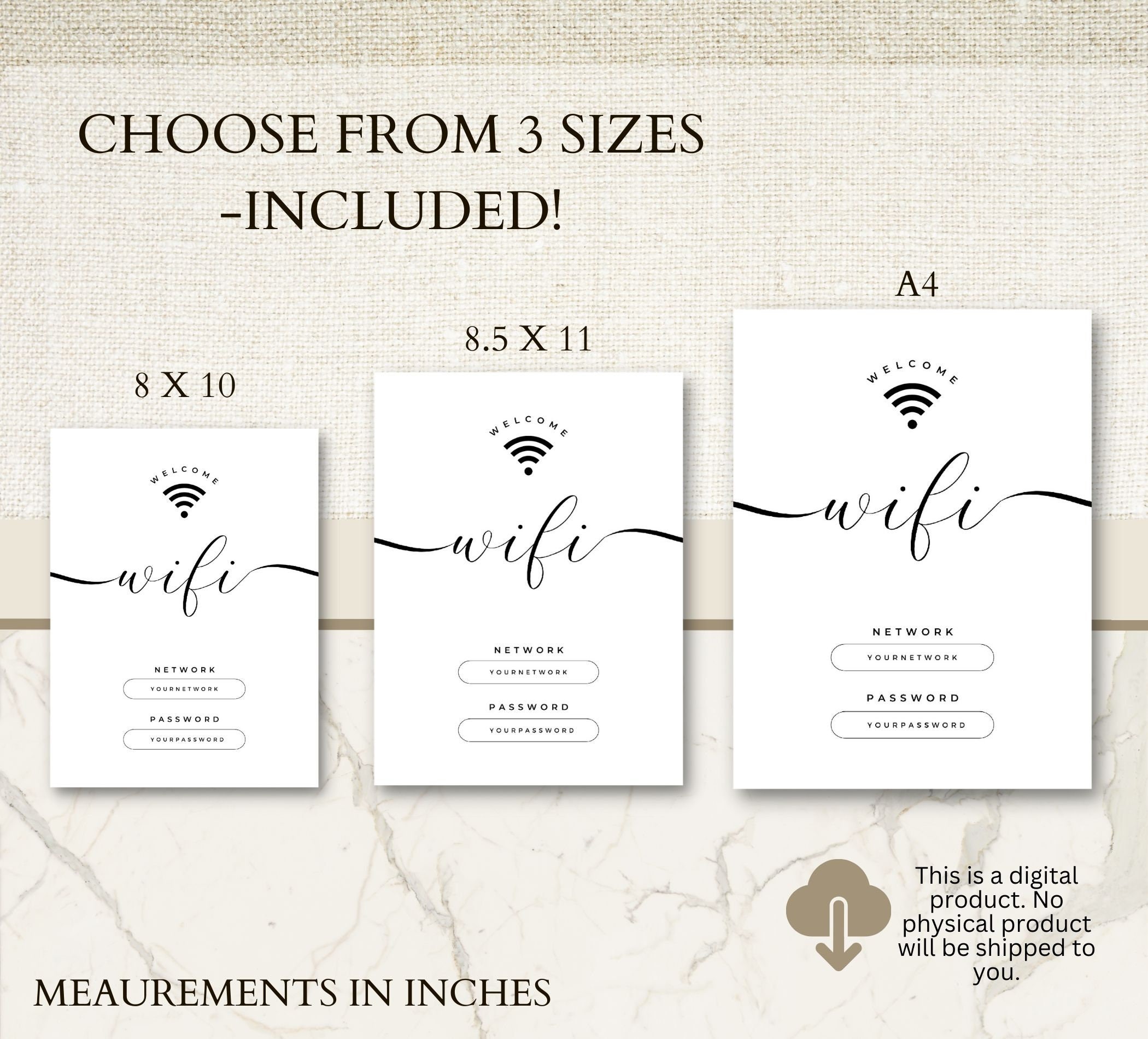 WIFI Password Sign Template, Editable WIFI Sign Printable, Signs ...