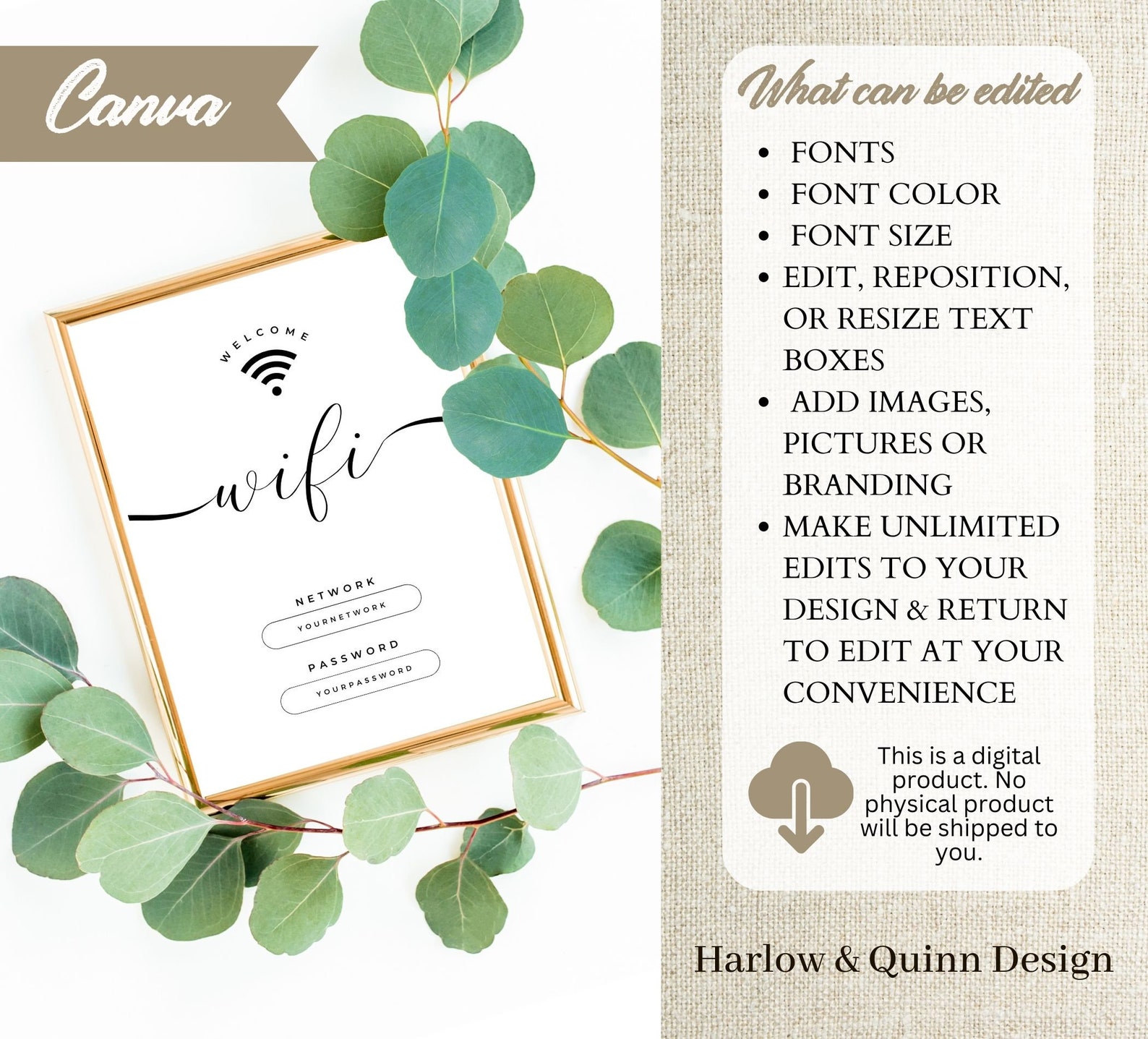 WIFI Password Sign Template, Editable WIFI Sign Printable, Signs ...