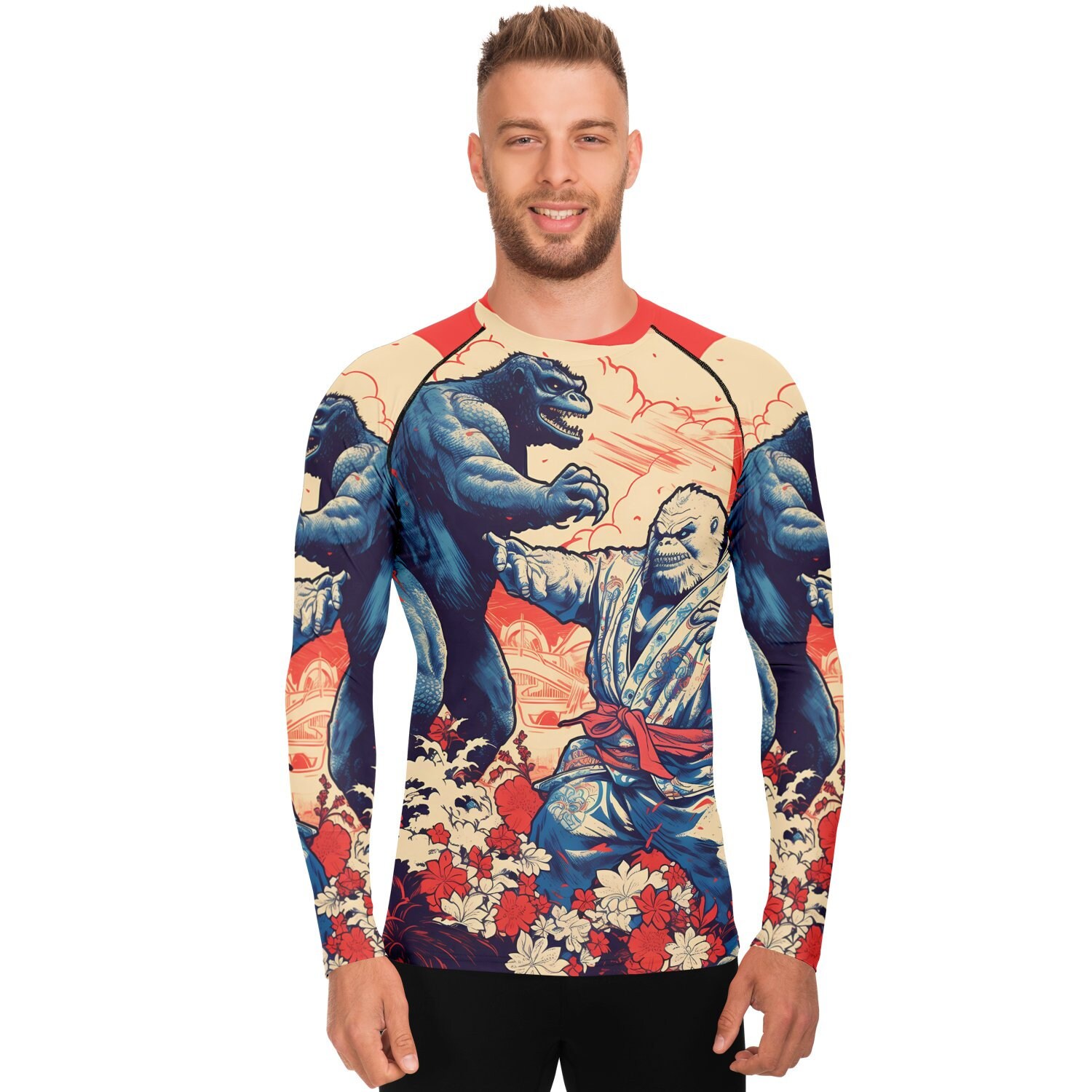 Wrist Locked Gorilla Rash Guard. UPF Long Sleeve Activewear Compression ...