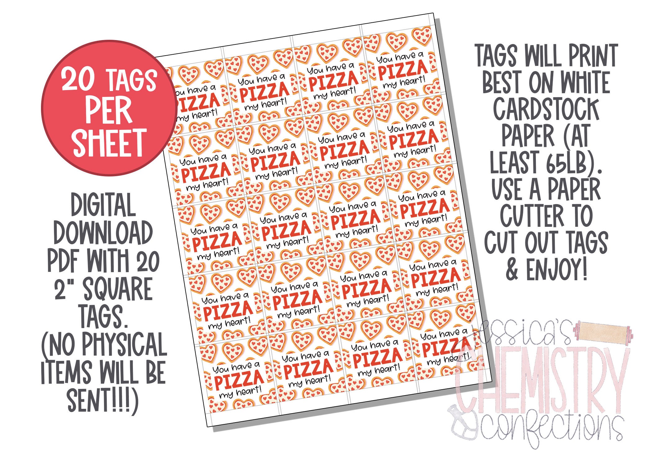 You Have a Pizza My Heart | Pizza Tag | Valentine Tag | Valentine ...