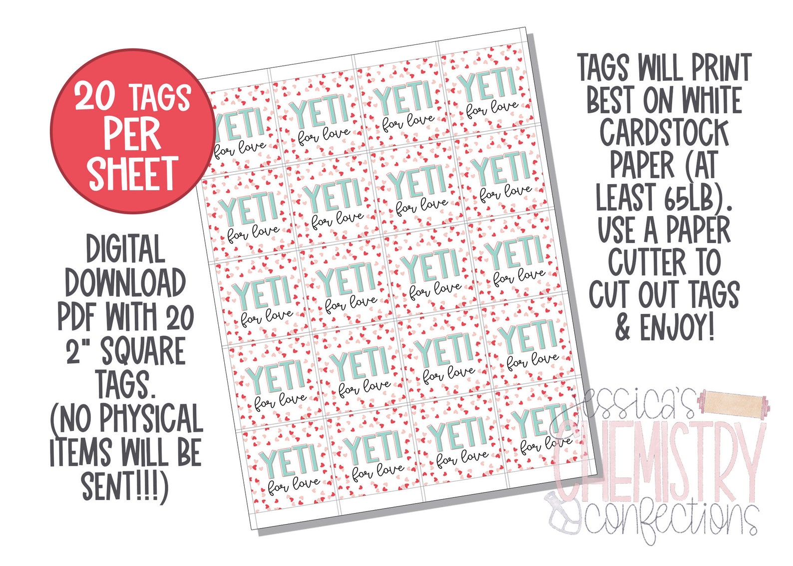 Yeti for Love | Yeti Tag | Valentine Tag | Valentine Printable | Gift ...