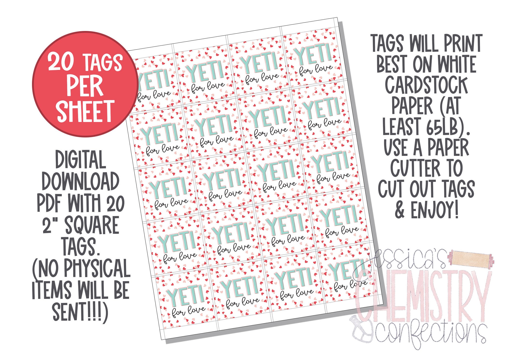 Yeti for Love | Yeti Tag | Valentine Tag | Valentine Printable | Gift ...