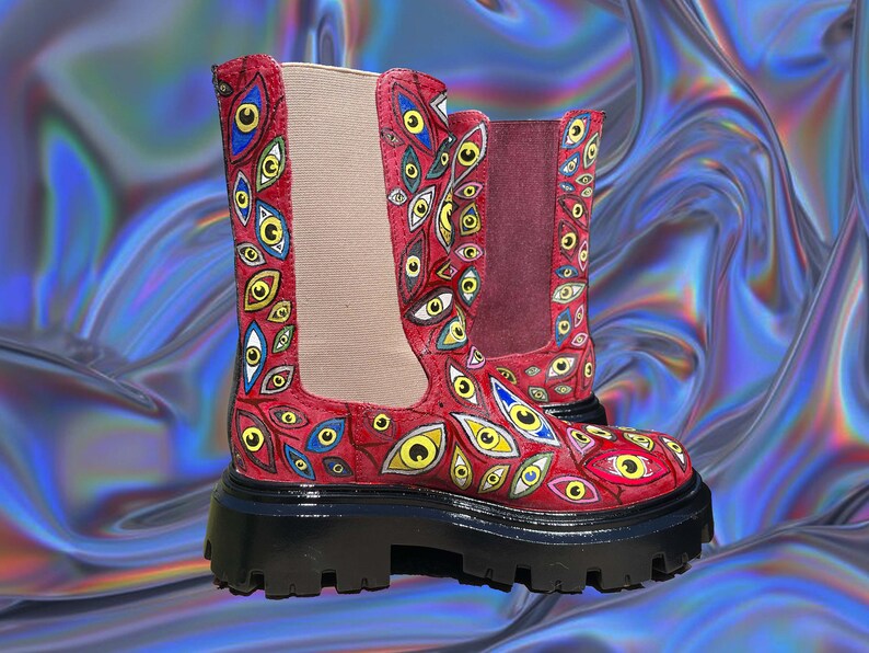 Watch Your Heart- Unique Hand-painted Boots - Etsy