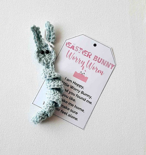 CROCHET PATTERN, Easter Bunny Worry Worm, Easter Crochet Pattern ...