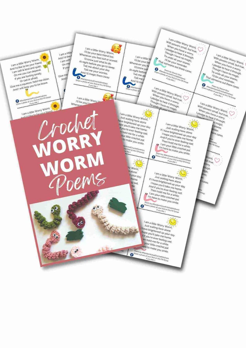 Worry Worm Poem Tags Bundle | Crochet Worry Worm Poem | Worry Worm Poem ...