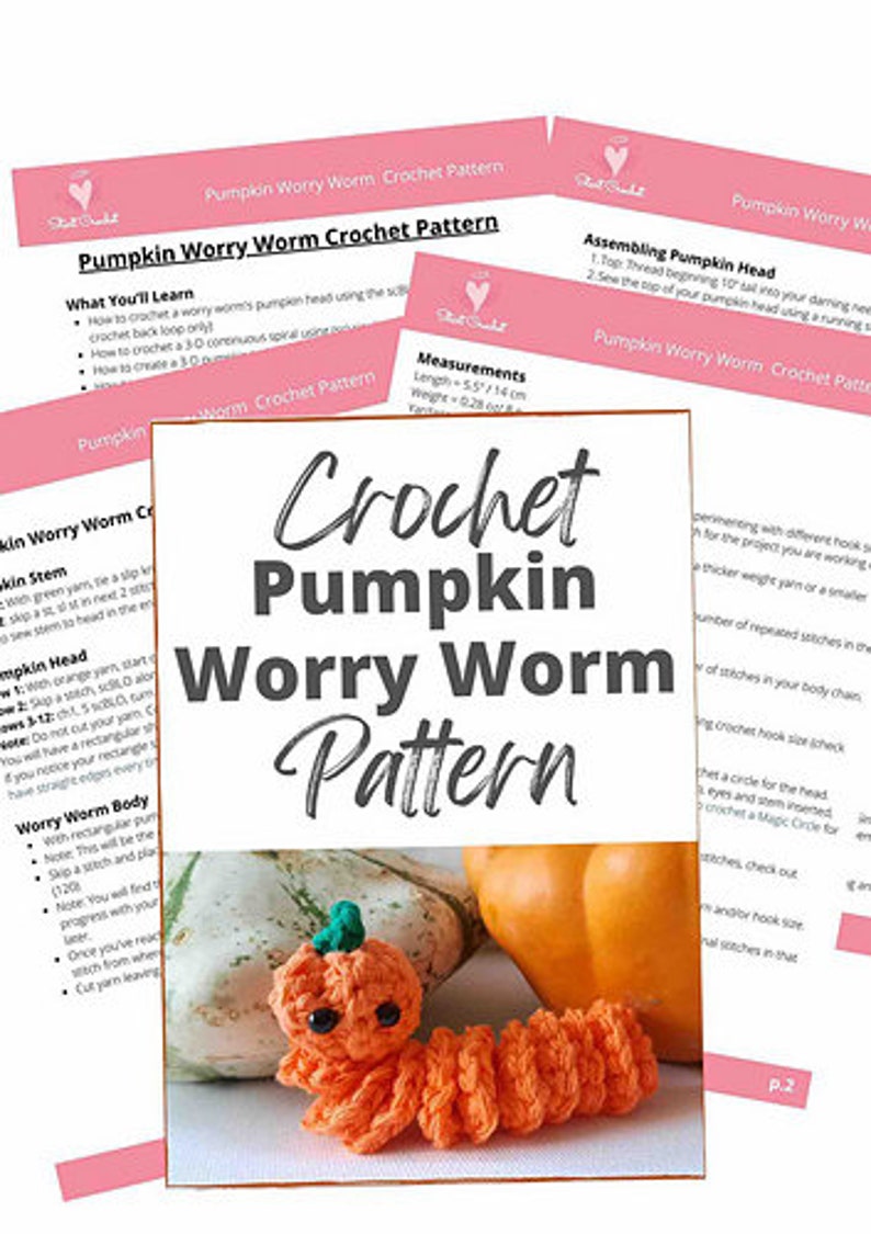 Pumpkin Worry Worm CROCHET PATTERN, Beginner Crochet Pattern, Easy ...