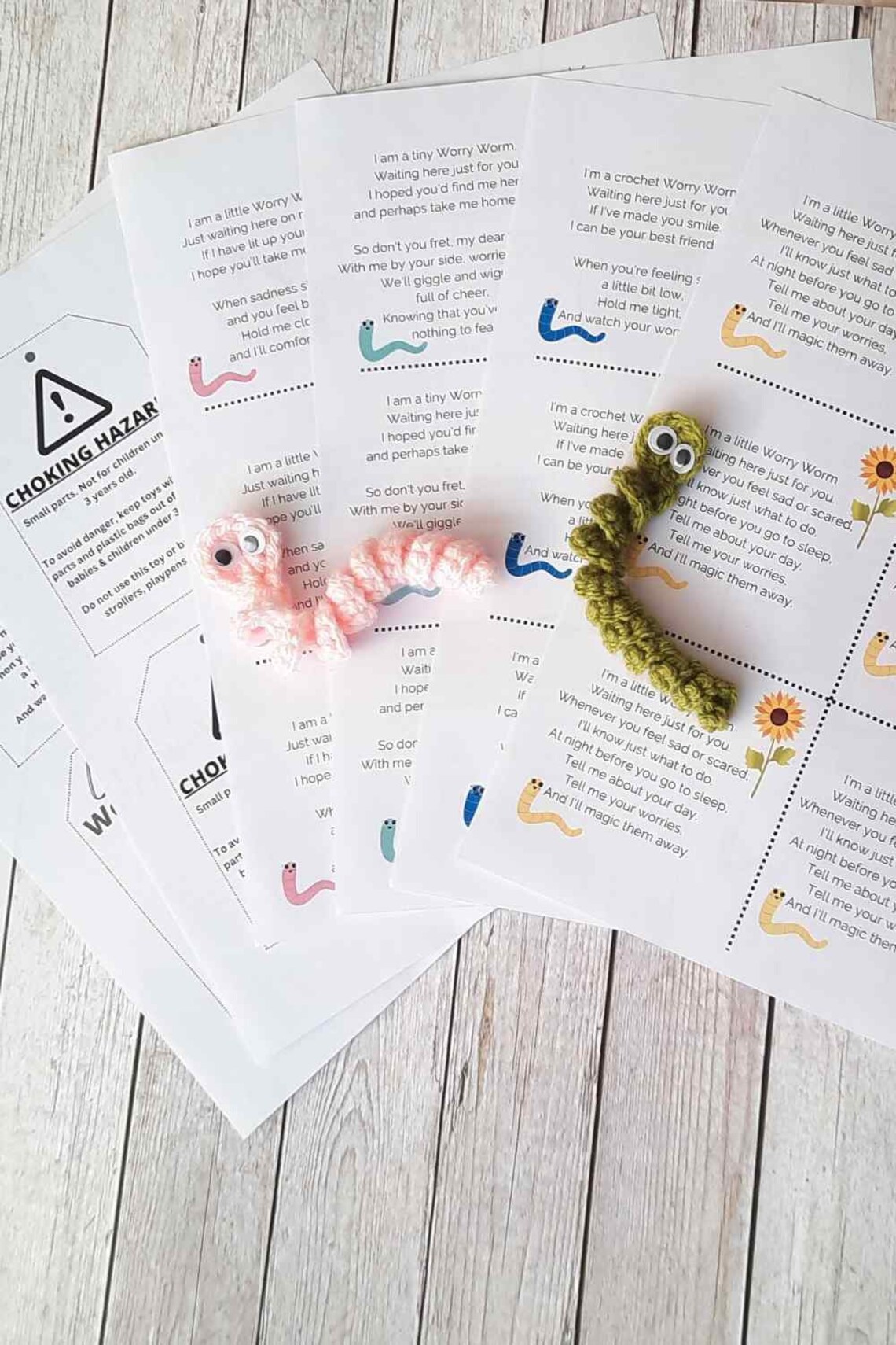 PRINTABLE Worry Worm TAGS, Poem Tags for Crochet Worry Worms, Display ...