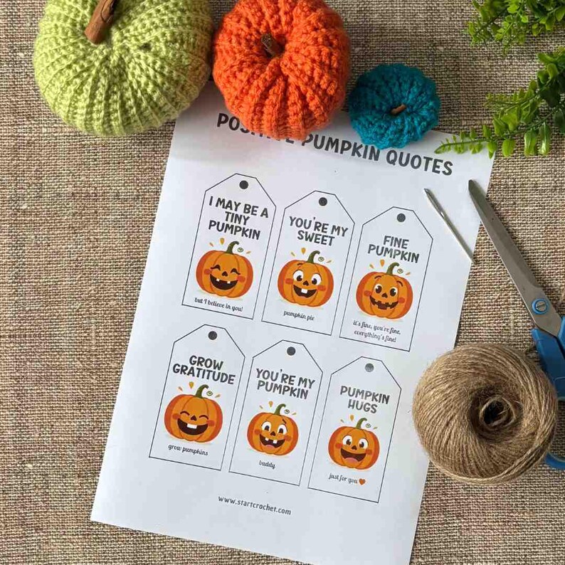 6 Crochet Gift Tags (PDF Printable for Crochet Positive Pumpkins ...