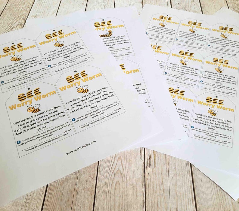 Bees Worry Worm Poem Tags | Printable Tag Worry Worm | Worry Worm Poem ...