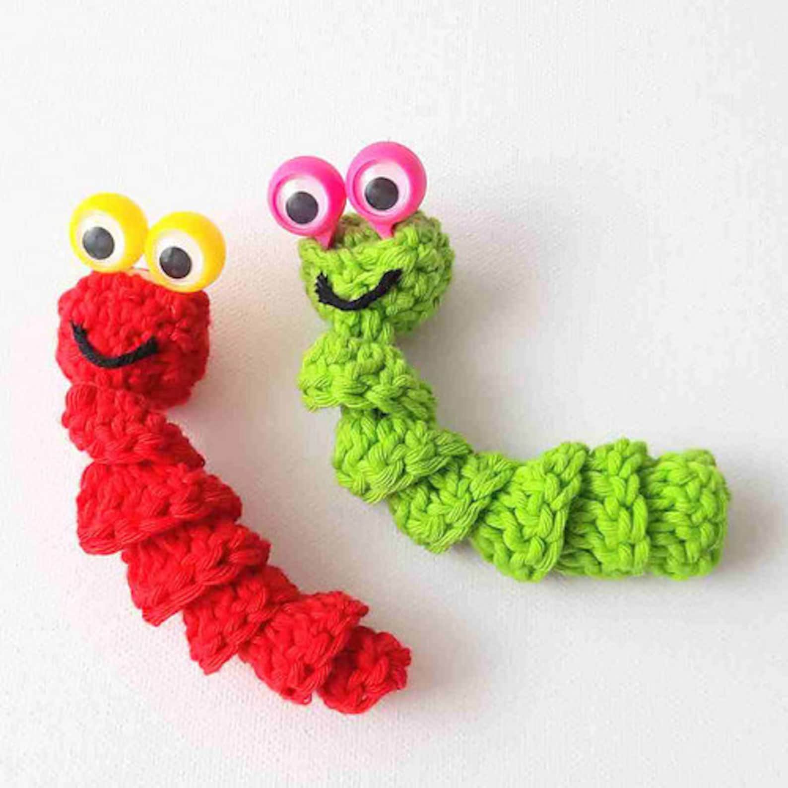 CROCHET PATTERN, Finger Puppet Googly Eye Worry Worm, Crochet Toy ...