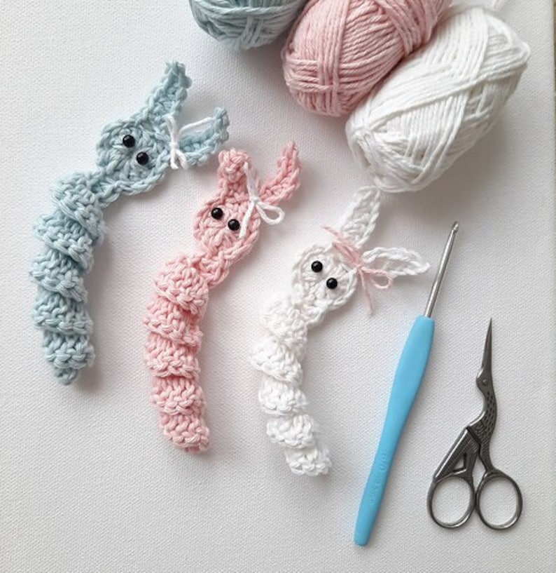 CROCHET PATTERN, Easter Bunny Worry Worm, Easter Crochet Pattern ...