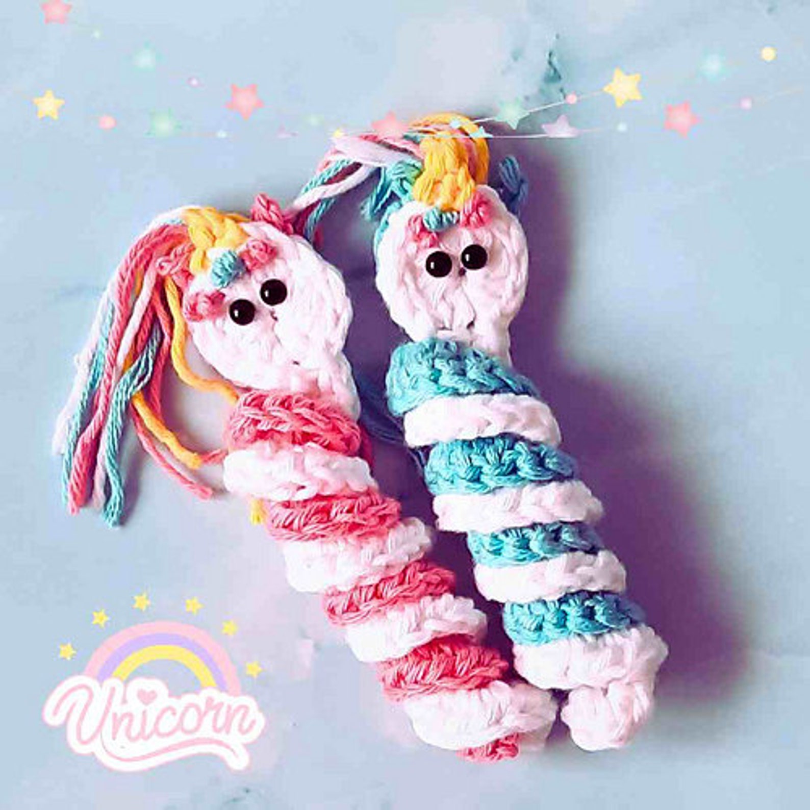 UNICORN Worry Worm CROCHET PATTERN, Crochet Toy Pattern, Fun Crochet ...
