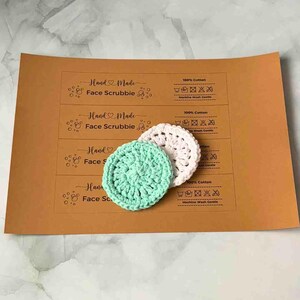 Crochet Face Scrubbie Wrap Labels | Face Scrubbie Tags | DIY Packaging ...