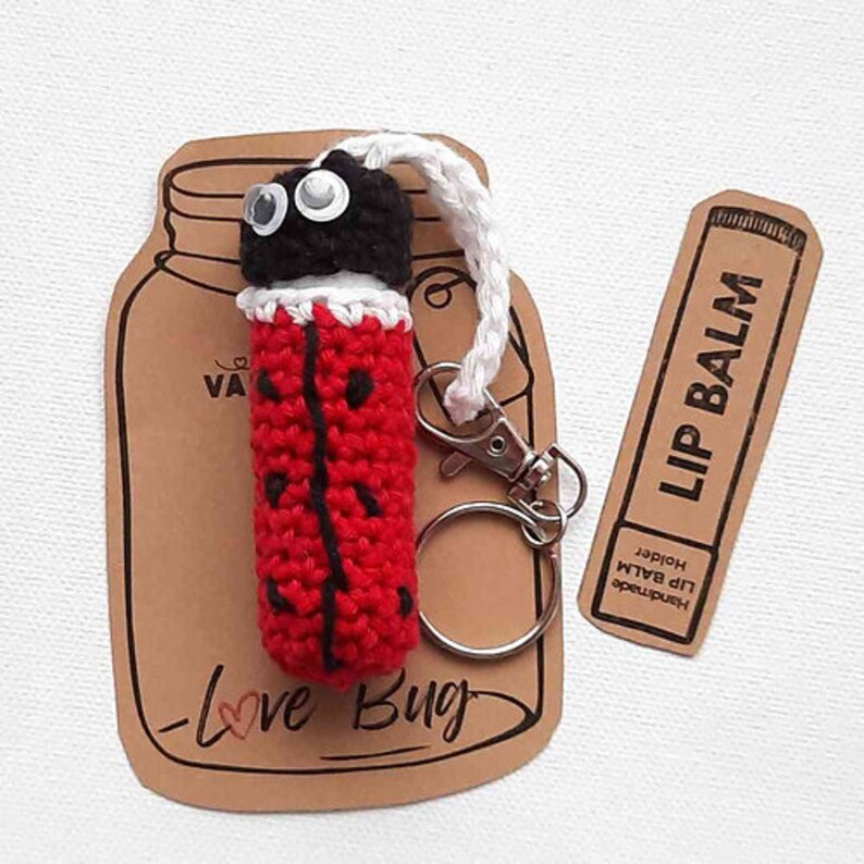 Cute Ladybug Crochet PATTERN for Lip Balm Cozy and Keychain, Ladybird ...