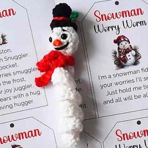 Snowman Worry Worm Crochet PATTERN, Fidget Toy Pattern, Crochet ...