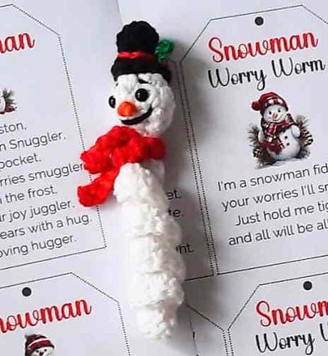 Snowman Worry Worm Crochet PATTERN, Fidget Toy Pattern, Crochet ...
