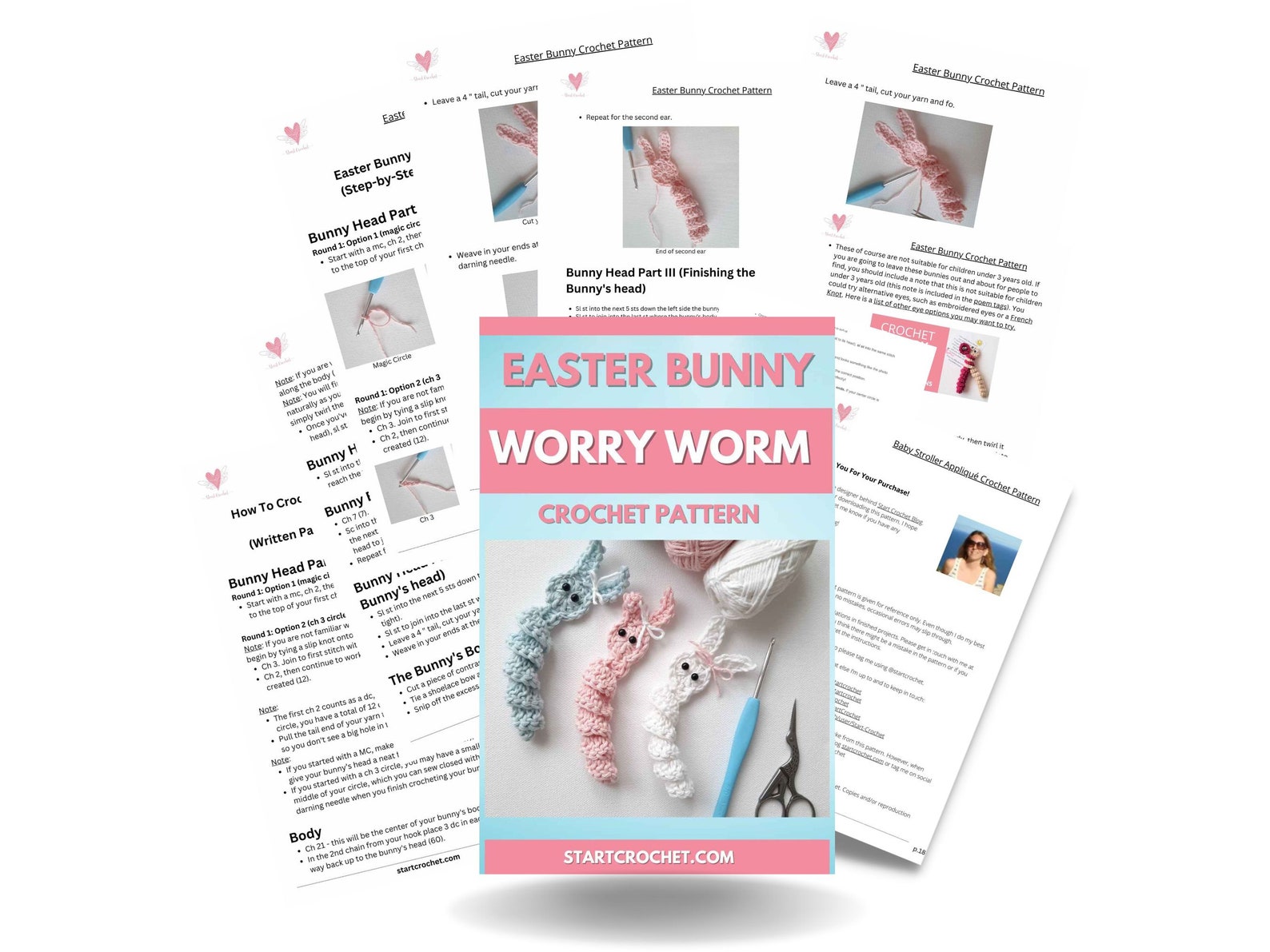 CROCHET PATTERN, Easter Bunny Worry Worm, Easter Crochet Pattern ...