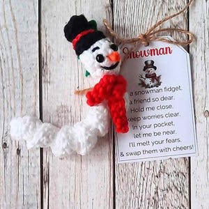 Snowman Worry Worm Crochet PATTERN, Fidget Toy Pattern, Crochet ...