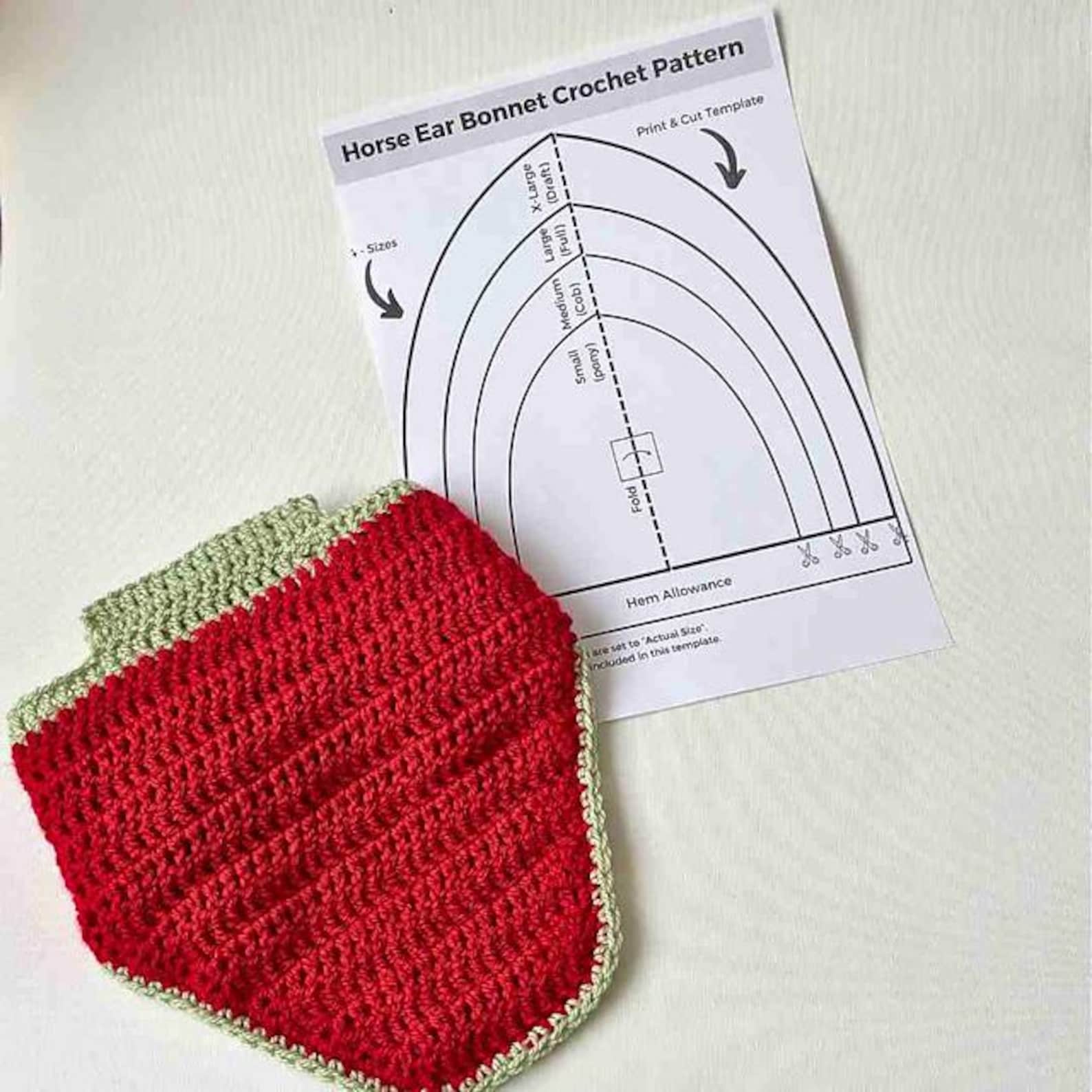 Simple Horse Ear Bonnet Crochet PATTERN, DIY Horse Bonnet, Crochet ...