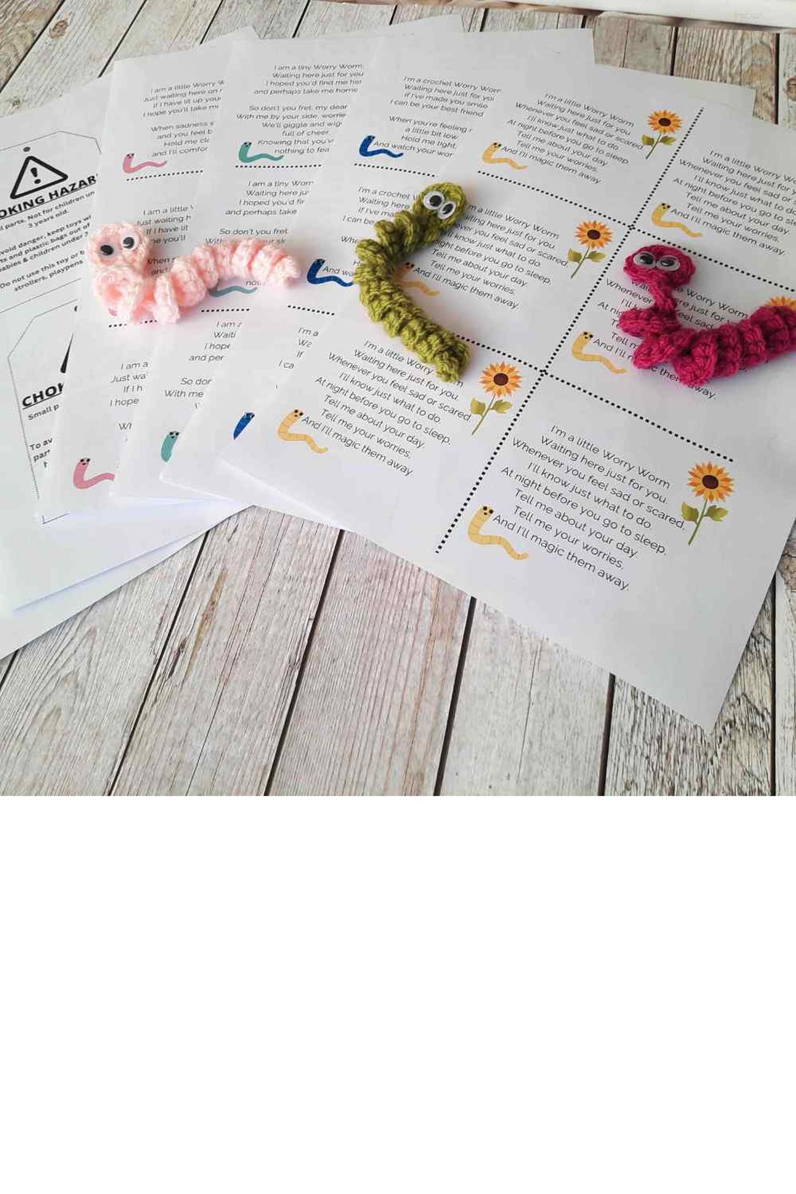PRINTABLE Worry Worm TAGS, Poem Tags for Crochet Worry Worms, Display ...