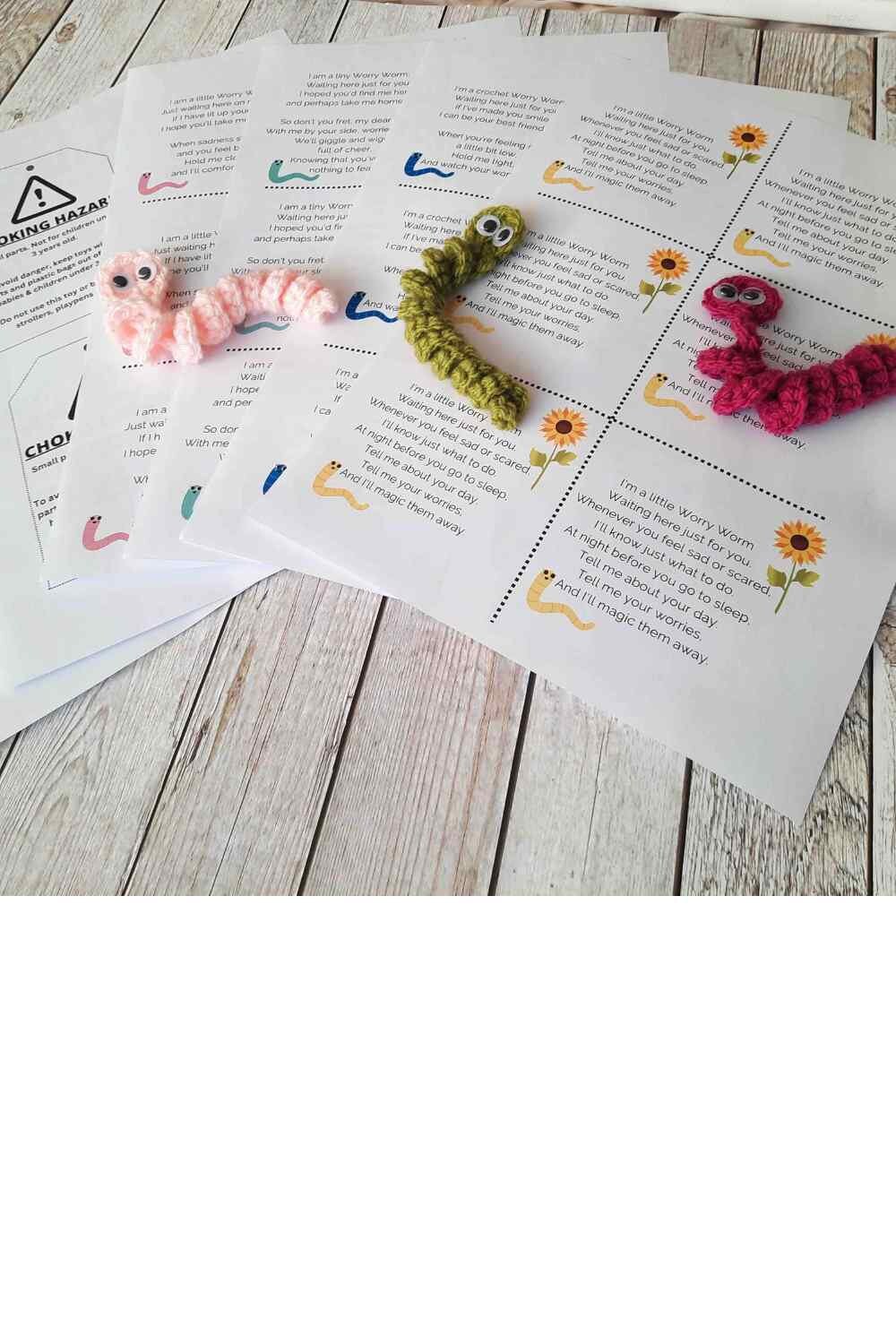 PRINTABLE Worry Worm TAGS, Poem Tags for Crochet Worry Worms, Display ...
