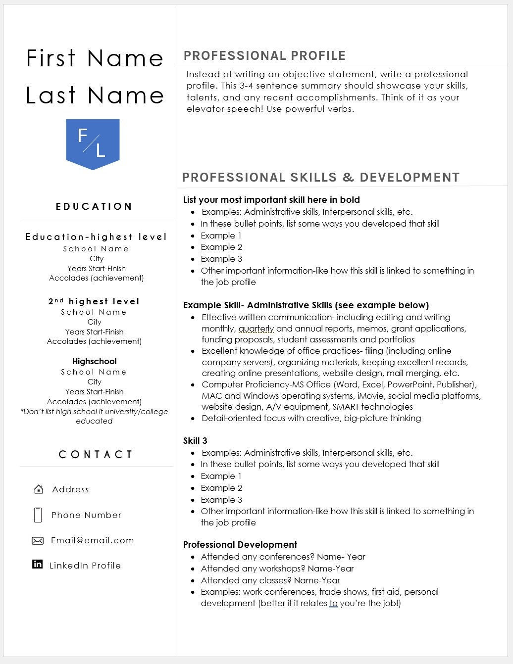 Skills Based Resume Template - Etsy