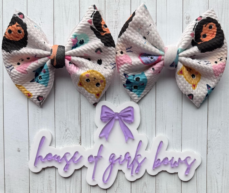 Gabby Dollhouse Hair Bow, Girl and Cat Hair Bow, Big Bows, Classic Bow ...