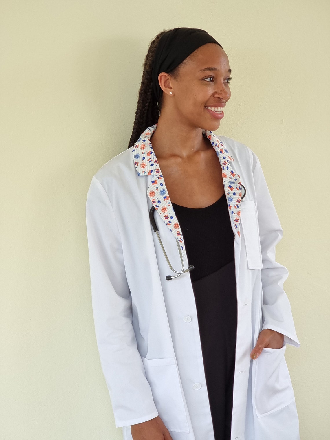 Custom Designer Lab Coat patriotic Print - Etsy