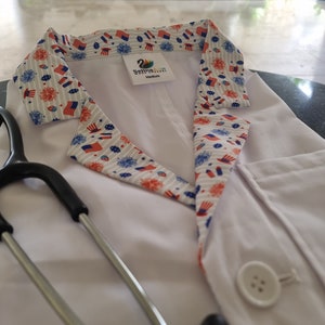 Custom Designer Lab Coat patriotic Print - Etsy