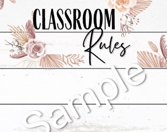 PRINTABLE Poster Watercolor Classroom Rules Poster INSTANT - Etsy