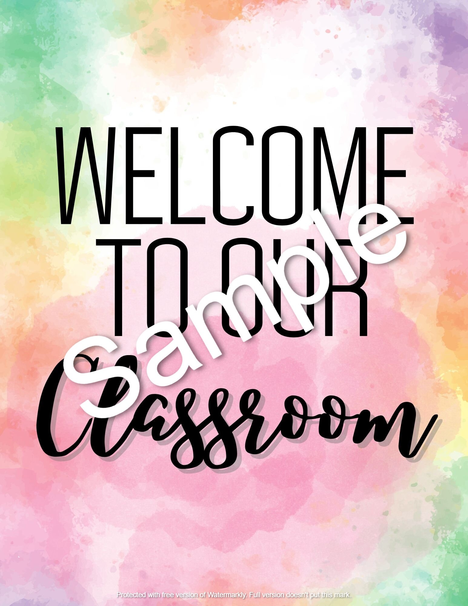 PRINTABLE Poster Welcome to Our Classroom Watercolor Poster - Etsy