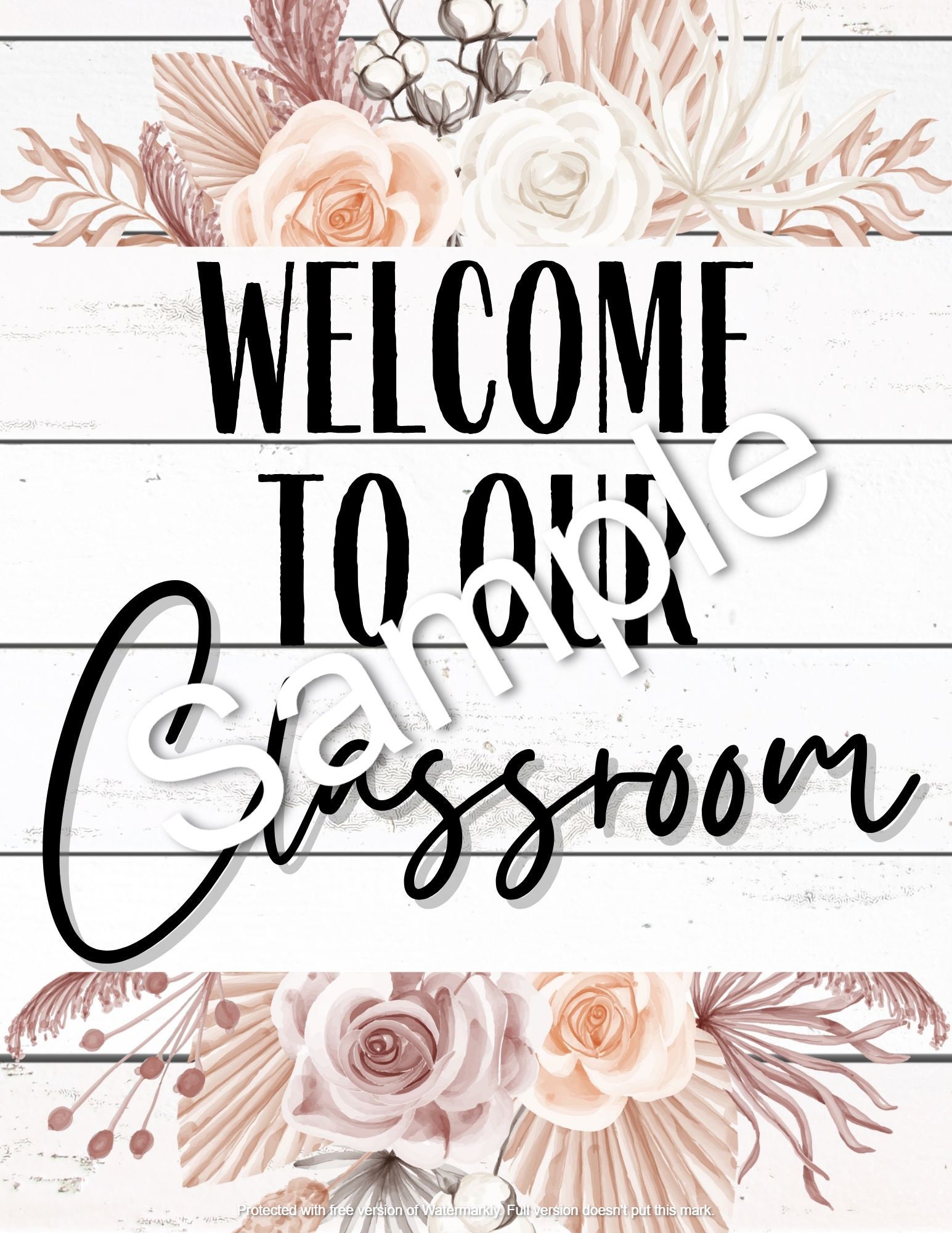 DIGITAL FILE Set of 8 Boho Floral Farmhouse Classroom Printable Posters ...