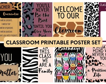 DIGITAL FILE Set of 8 Boho Floral Farmhouse Classroom Printable Posters ...