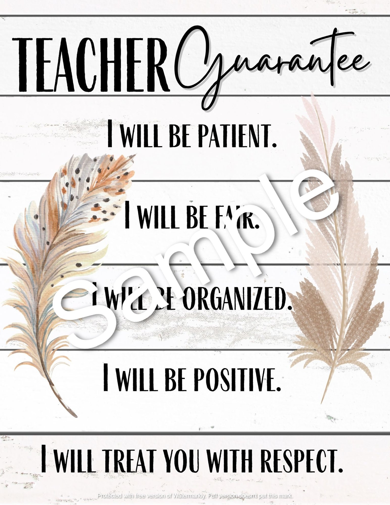 DIGITAL FILE Set of 8 Boho Floral Farmhouse Classroom Printable Posters ...