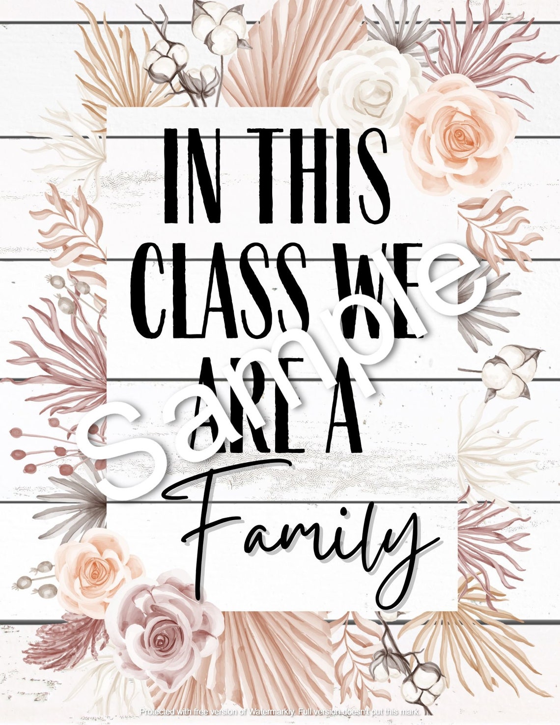 DIGITAL FILE Set of 8 Boho Floral Farmhouse Classroom Printable Posters ...