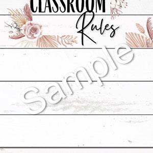 DIGITAL FILE Set of 8 Boho Floral Farmhouse Classroom Printable Posters ...